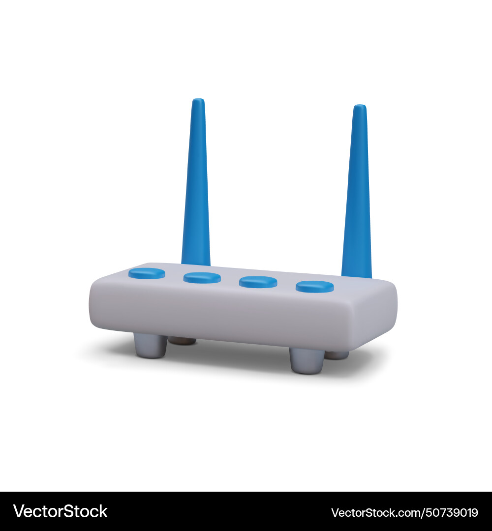 Realistic router with blue antennas wi fi Vector Image