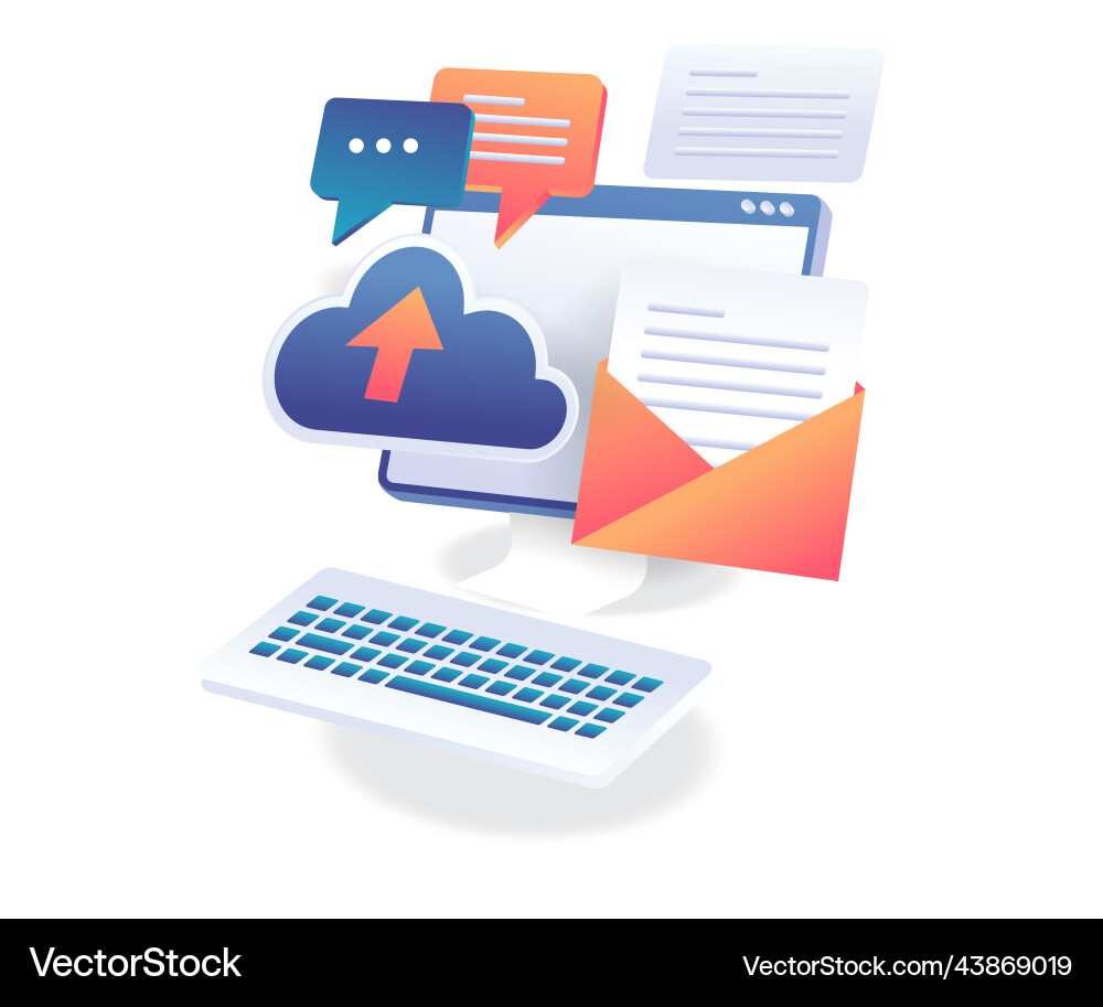 Upload email data to cloud server Royalty Free Vector Image