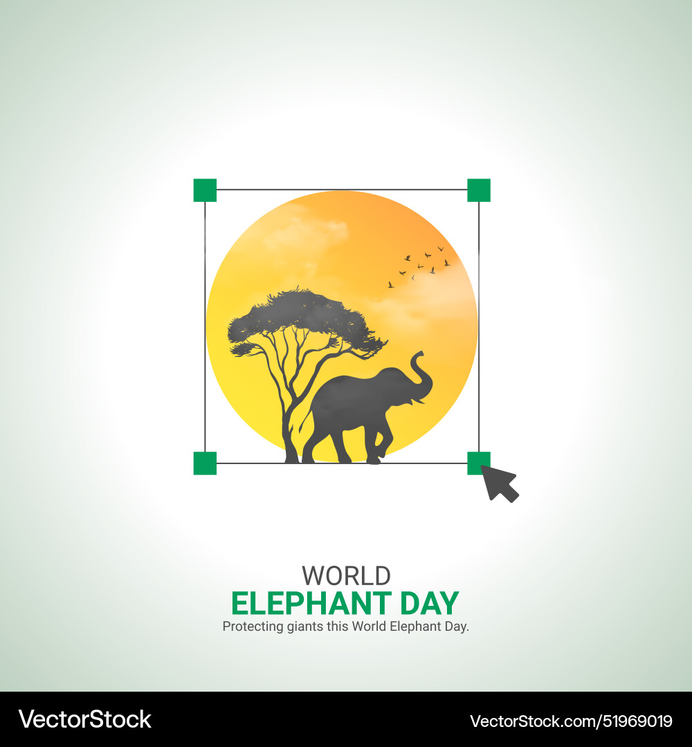 World elephant day creative ads design Royalty Free Vector