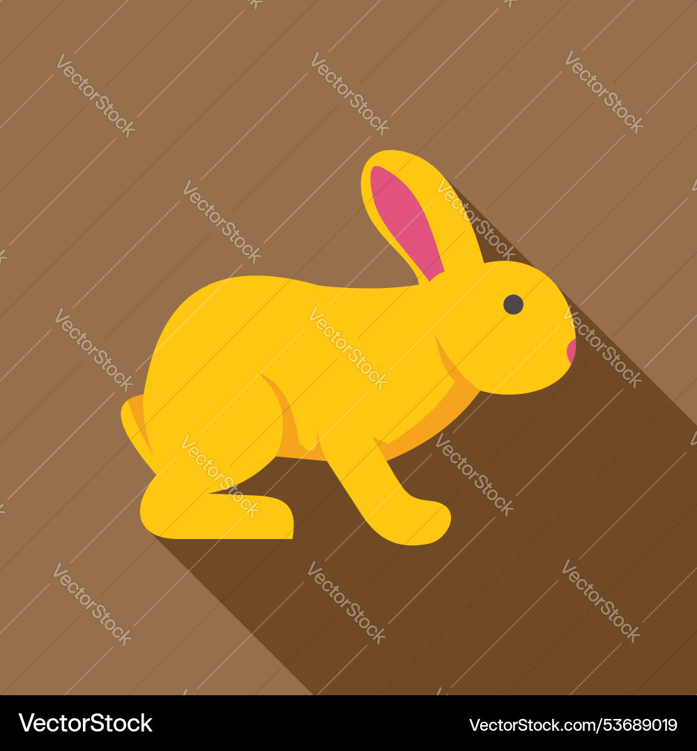 Yellow rabbit standing with long shadow flat Vector Image