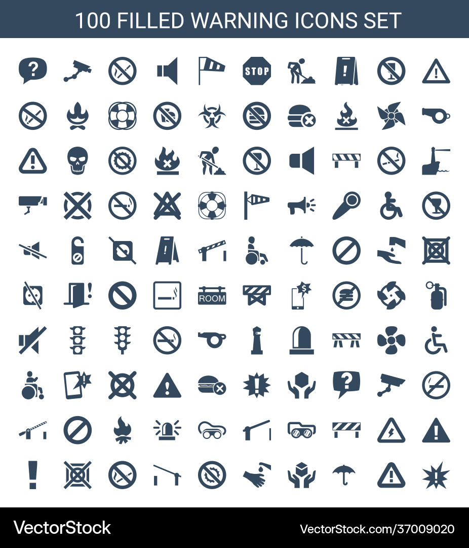 100 warning icons Royalty Free Vector Image - VectorStock