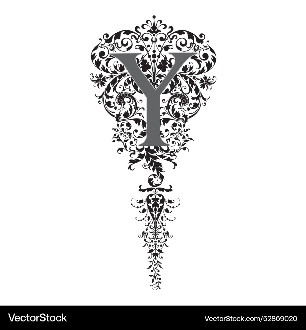 Art renaissance initial caps font capital letter Vector Image