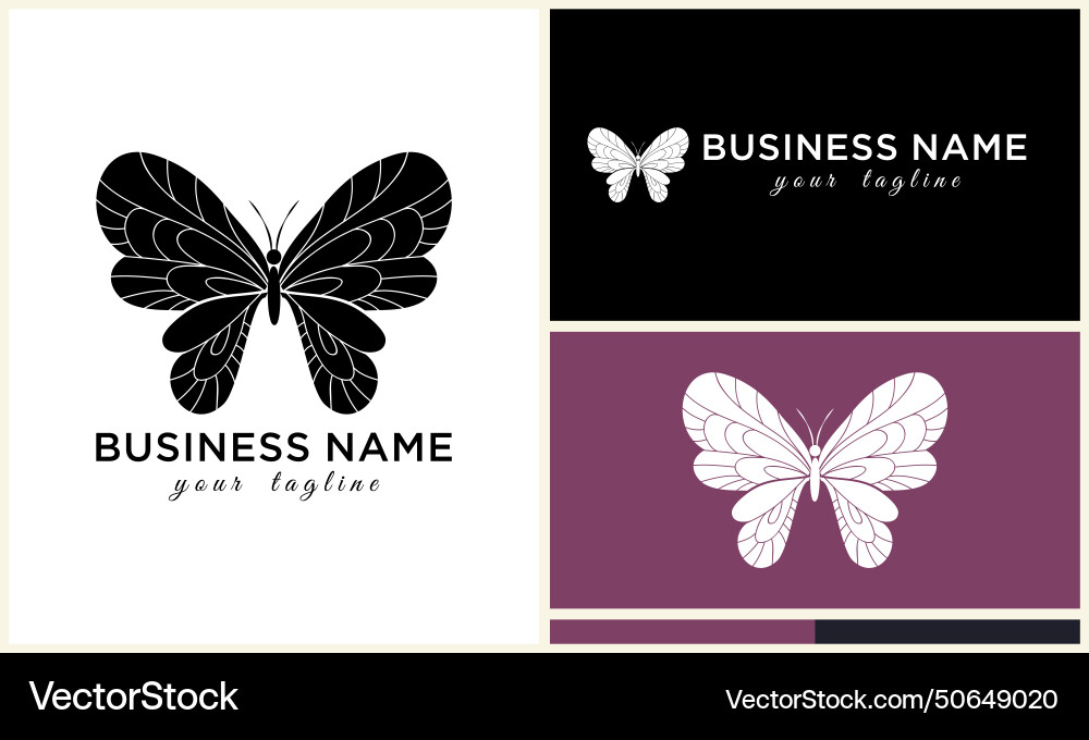 Butterfly line logo template Royalty Free Vector Image