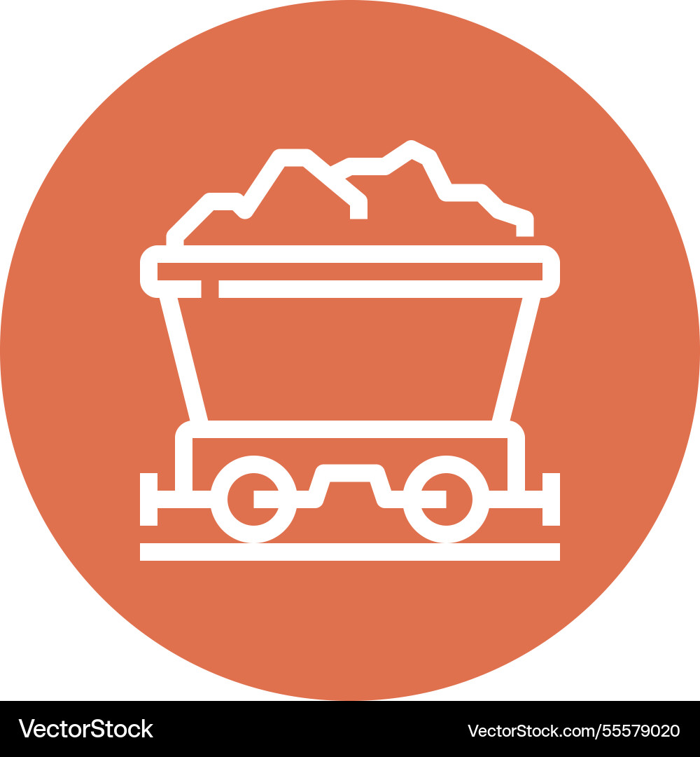 Coal mining flat line web icon concept Royalty Free Vector