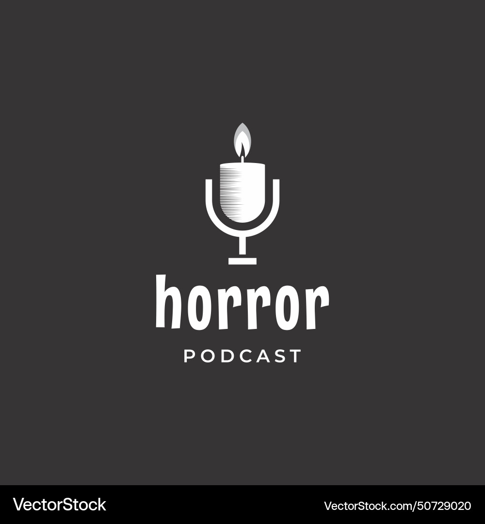 Horror podcast logo microphone combine Royalty Free Vector