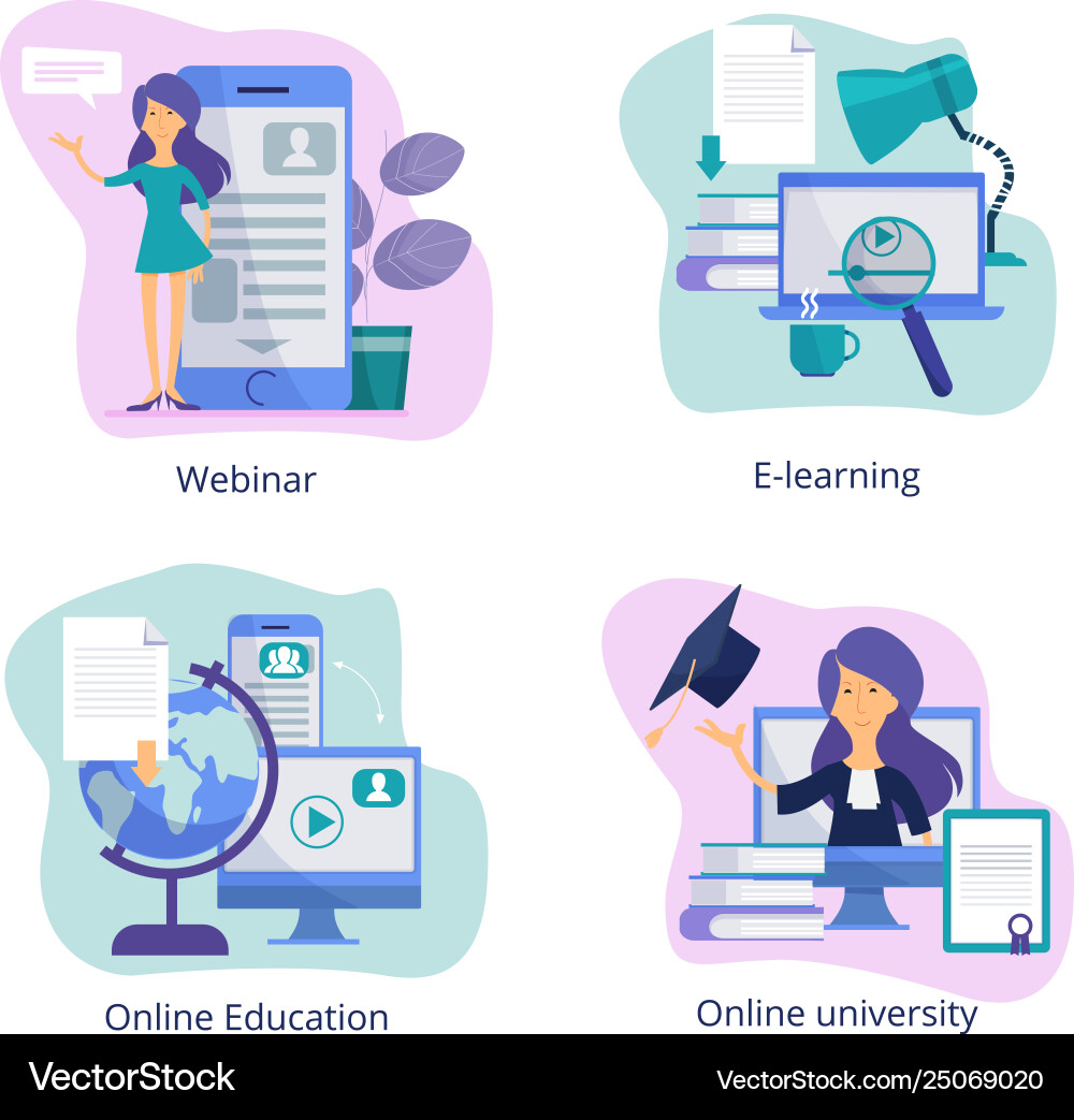 Internet education web classroom for distance Vector Image