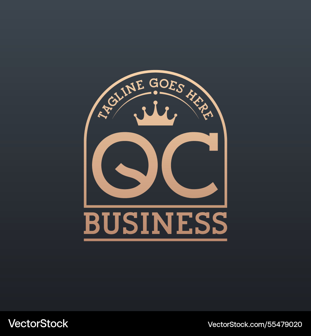 Luxury qc logo with crown elegant letter Vector Image