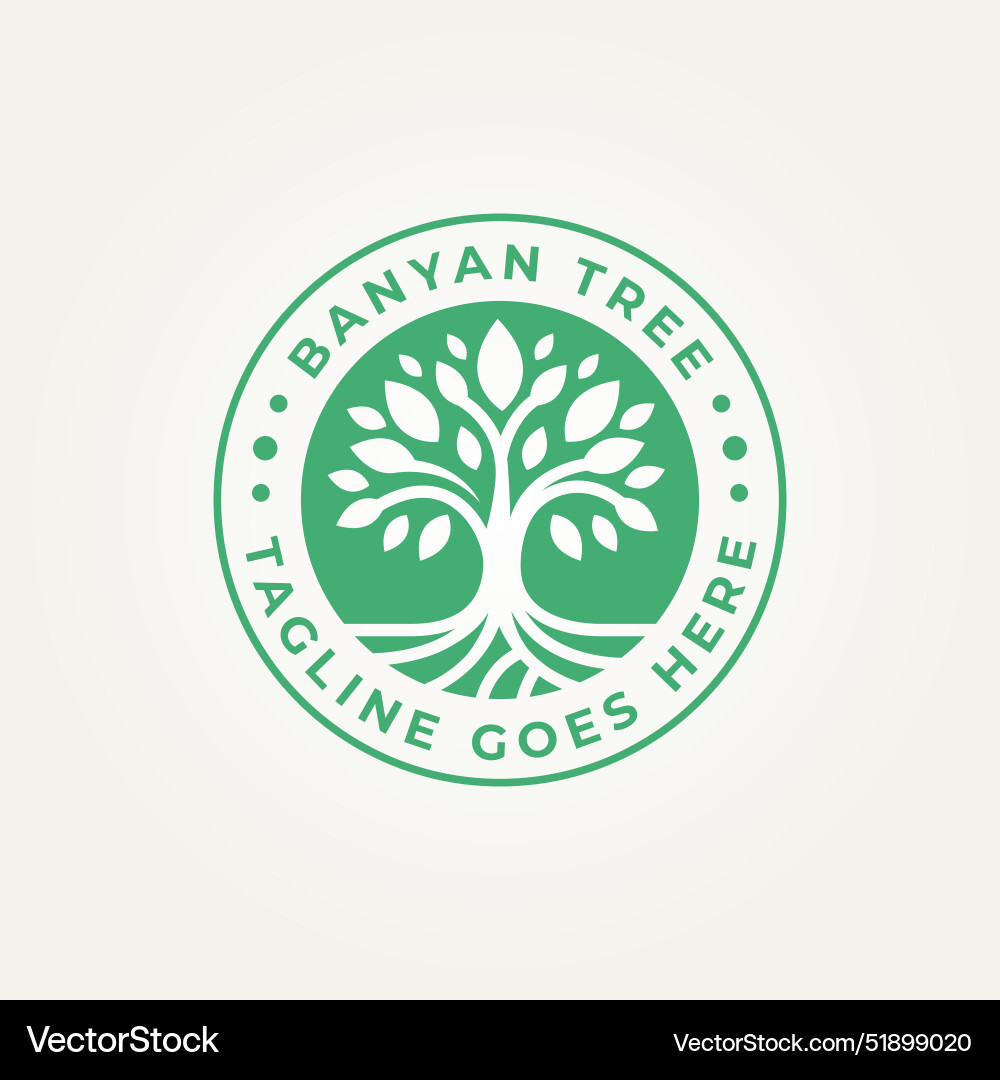 Minimalist oak banyan tree badge label logo Vector Image