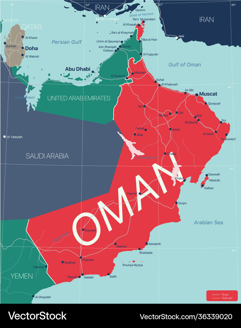 Oman country detailed editable map Royalty Free Vector Image