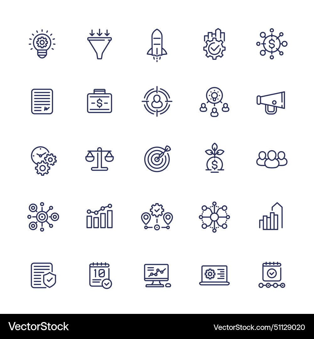 Startup icons set product launch project funding Vector Image