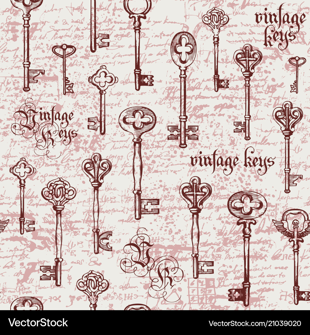 Vintage Keys Seamless Pattern Royalty Free Vector Image