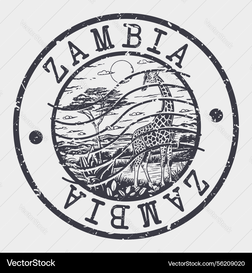 Zambia stamp postal Royalty Free Vector Image - VectorStock