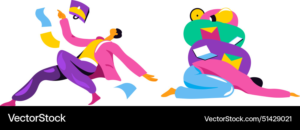 Colorful figures in dynamic poses Royalty Free Vector Image