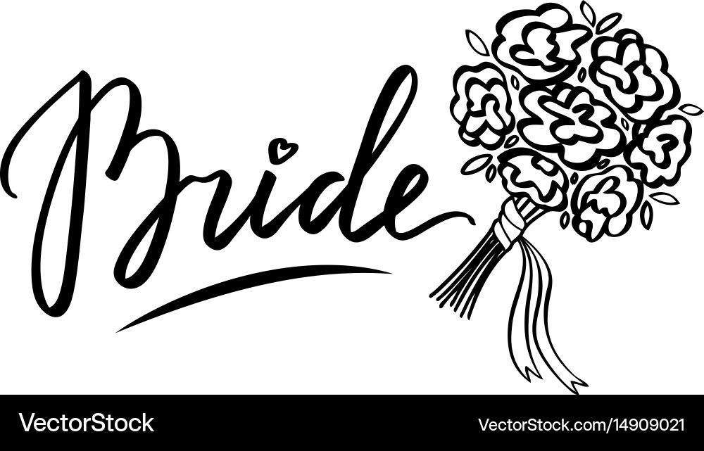 Hand-lettering of word bride wedding Royalty Free Vector