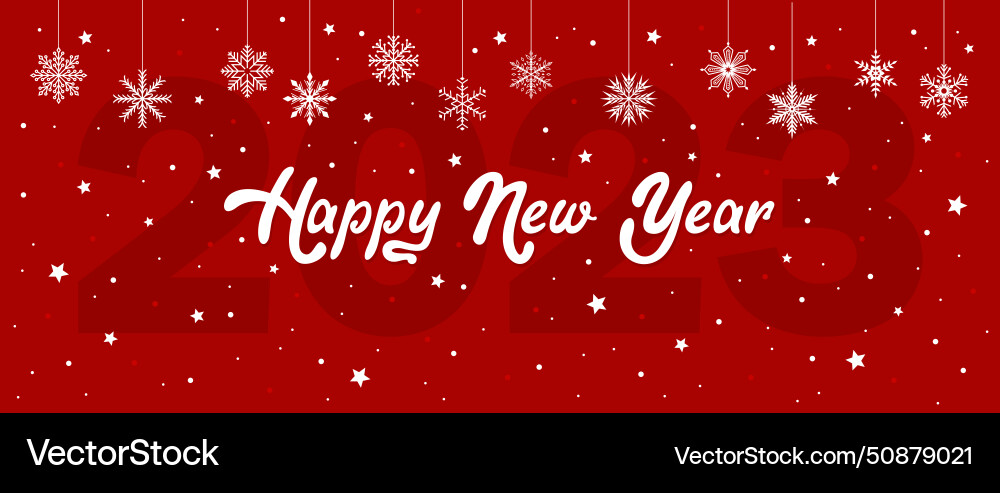 Happy new year greeting banner with white text Vector Image