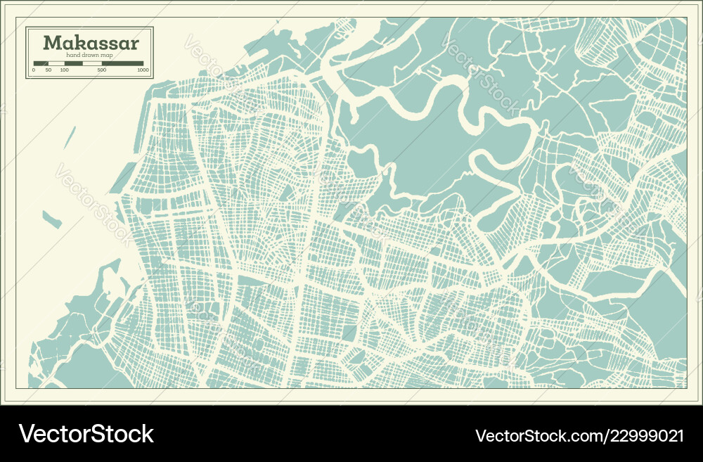 Makassar indonesia city map in retro style Vector Image