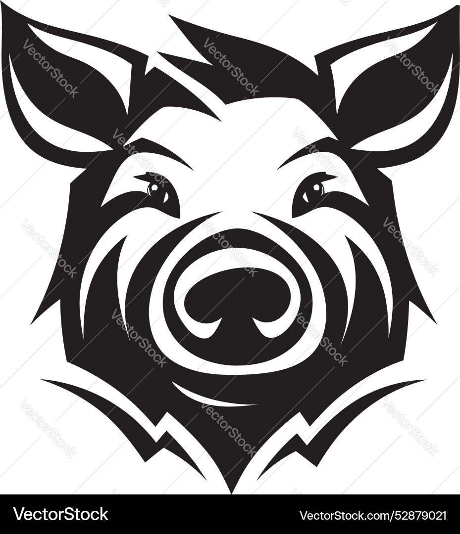 Minimalist pork badge chic black hog symbol Vector Image