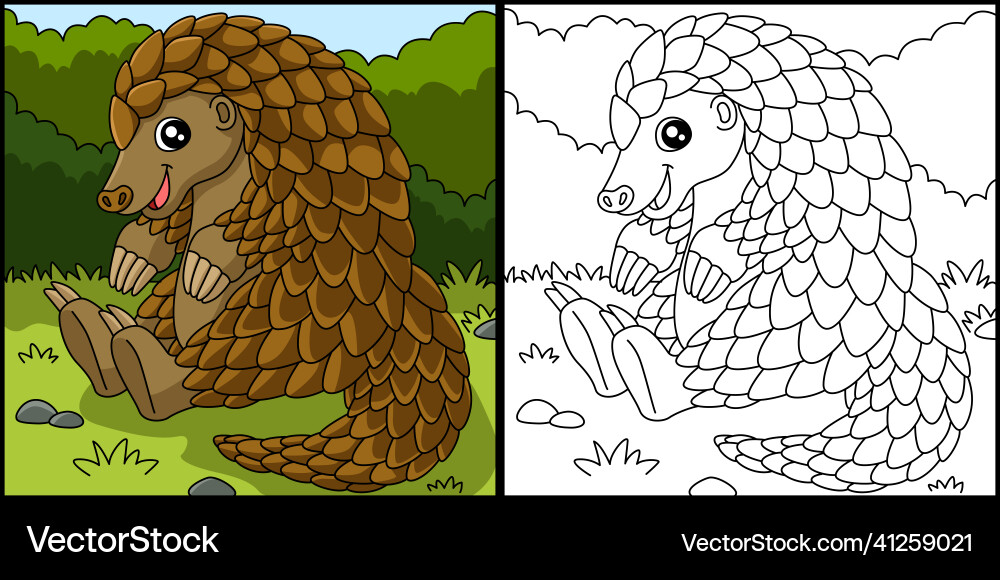 Pangolin coloring page Royalty Free Vector Image