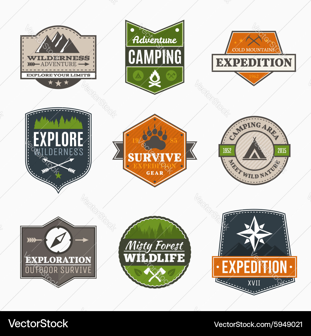 Retro camp badges Royalty Free Vector Image - VectorStock