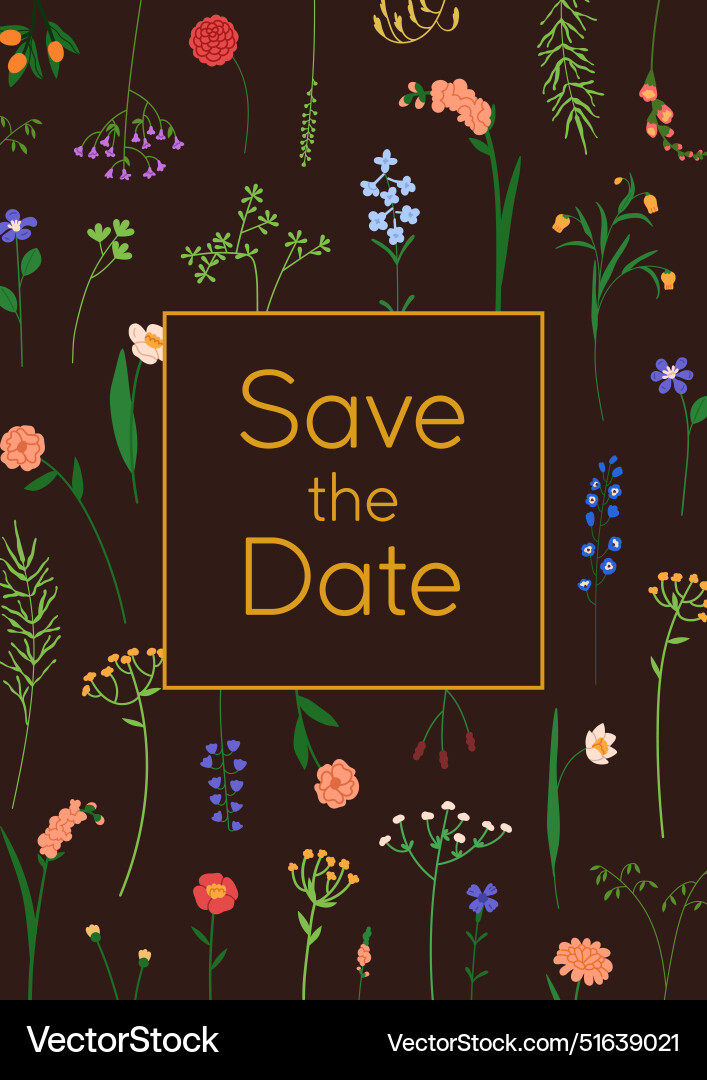 Save the date wedding inviting card in floral Vector Image
