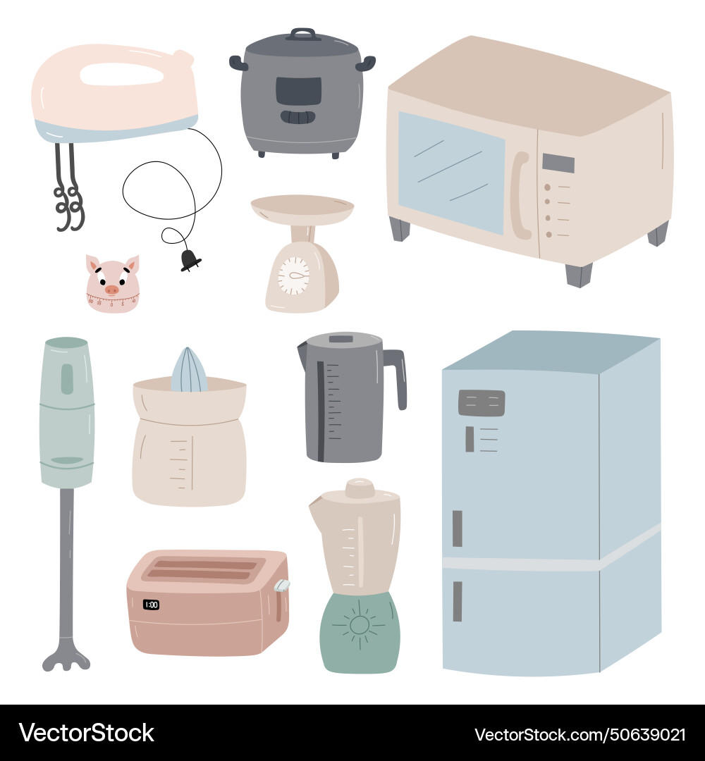 Set of kitchen electrical appliances Royalty Free Vector
