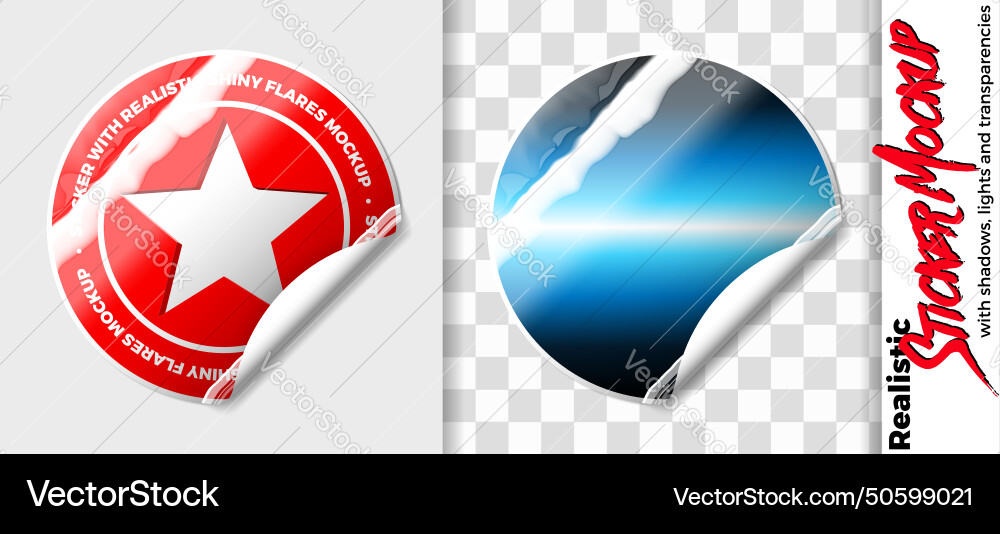 Sticker mockup with glossy reflections or flares Vector Image