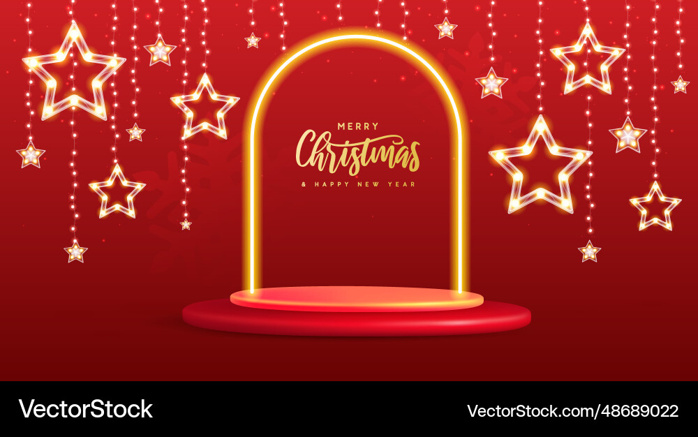 Christmas showcase background with 3d podium Vector Image