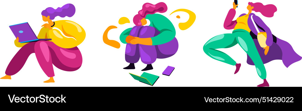 Colorful figures in dynamic poses Royalty Free Vector Image