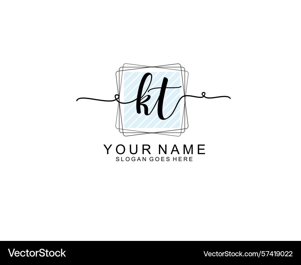 Creative handwritten kt initial logos Royalty Free Vector