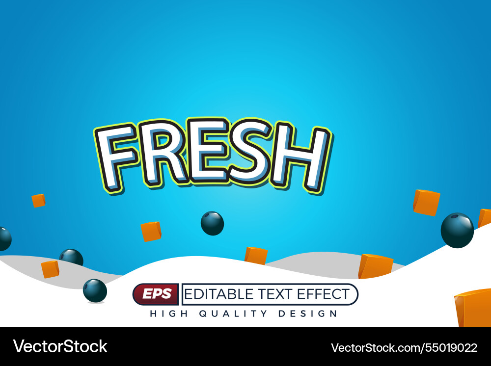 Editable 3d text effect fresh Royalty Free Vector Image