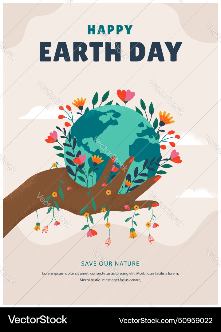Hand drawn vertical poster template for earth day Vector Image