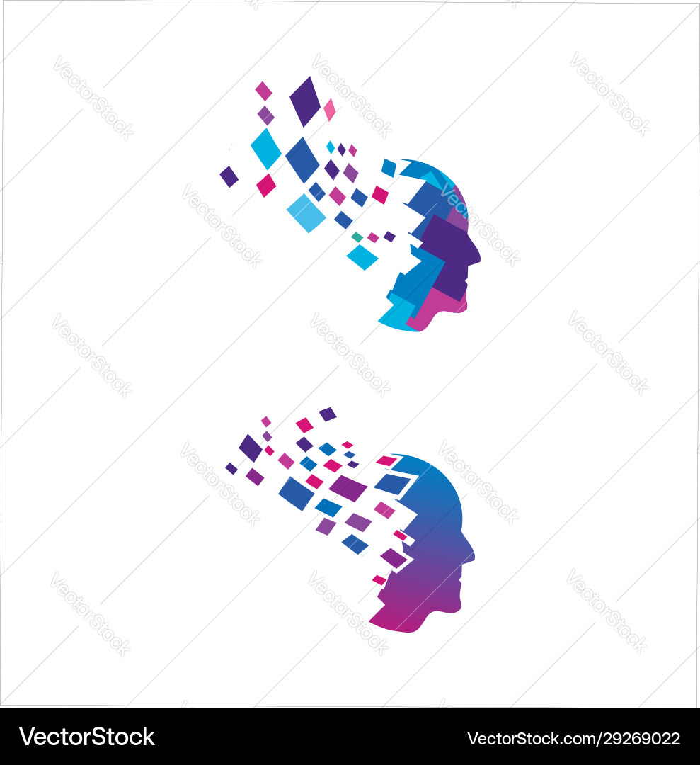 Head tech logo colorful concept Royalty Free Vector Image