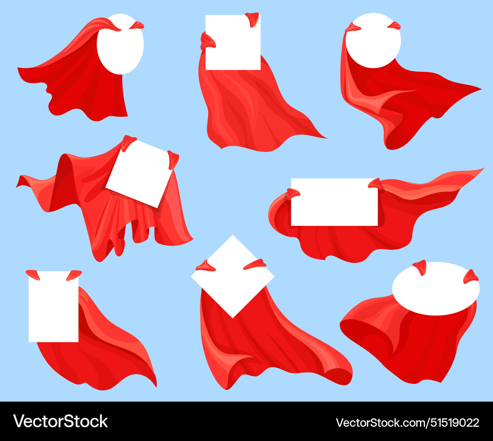 Red cape badges superhero capes labels isolated Vector Image