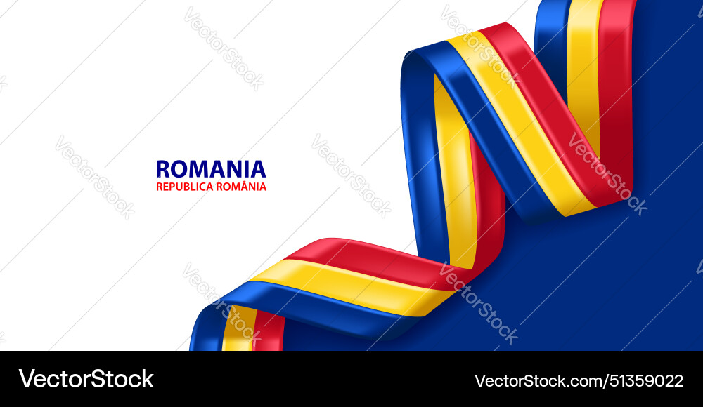 Romania 3d ribbon flag Royalty Free Vector Image
