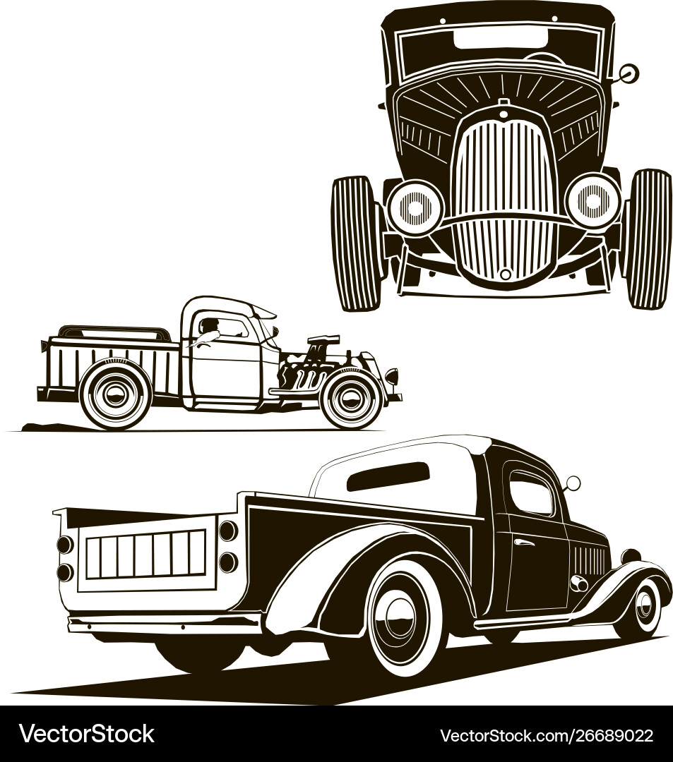 Vintage Hot Rod Car Collection Royalty Free Vector Image