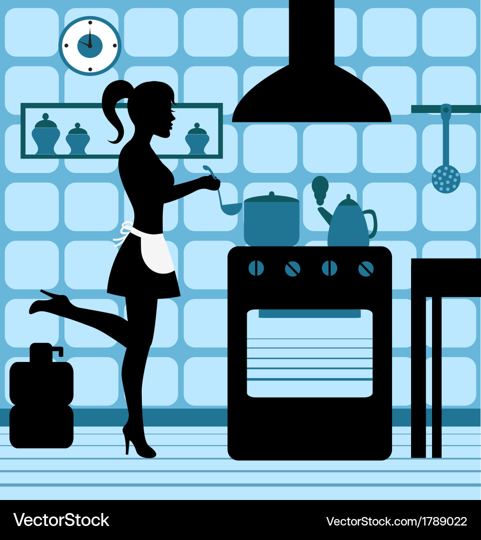 Woman cooking in the kitchen Royalty Free Vector Image