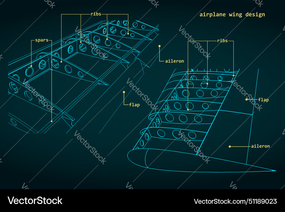 Airplane wings drawings Royalty Free Vector Image