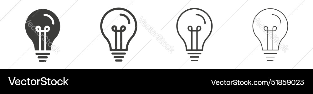 Bulb line icon set lightbulb lamp pictogram Vector Image