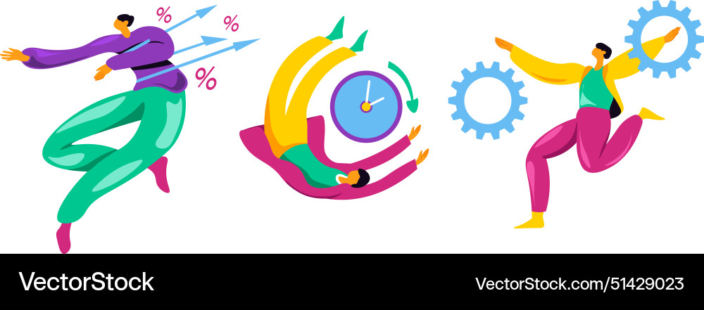 Colorful figures in dynamic poses Royalty Free Vector Image