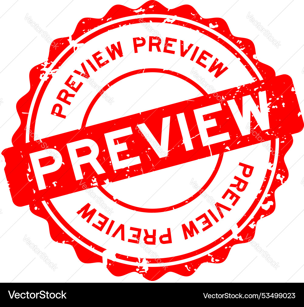 Grunge red preview word round rubber seal stamp Vector Image