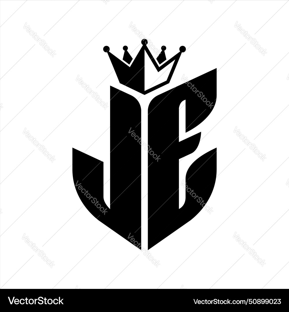 Je letter monogram with shield shape crown Vector Image