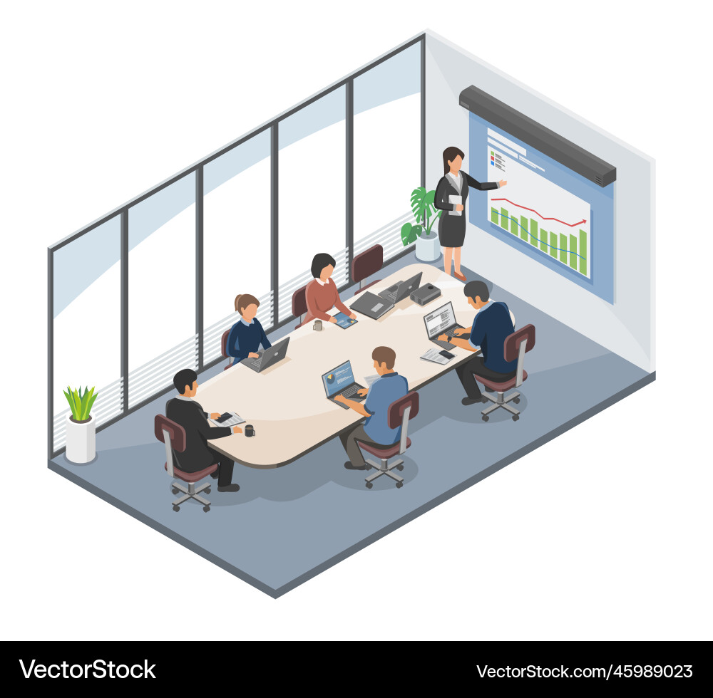 Meeting room isometric conference office Vector Image