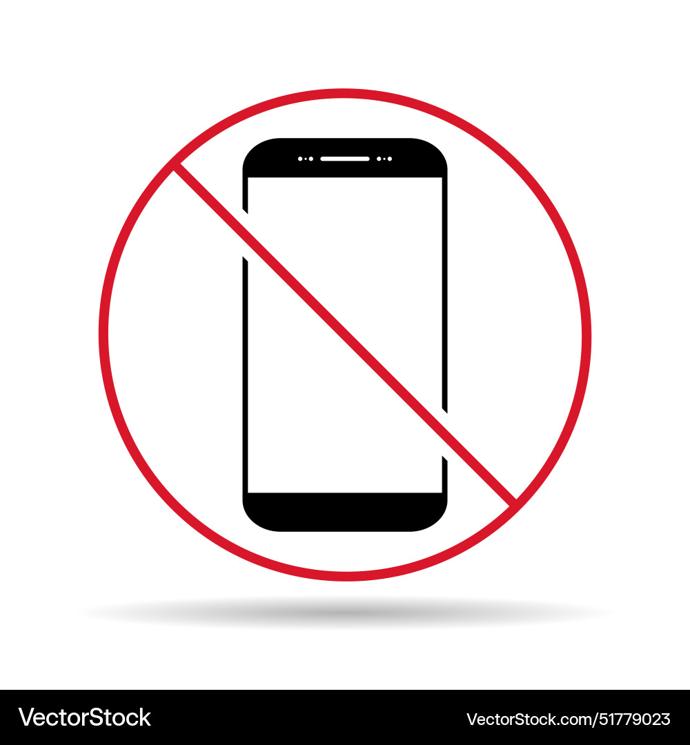 Mobile forbidden shadow icon no use phone sign Vector Image