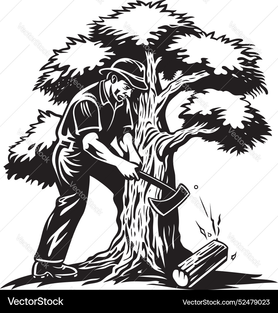 Tree cutting maestro logo design lumberjack Vector Image