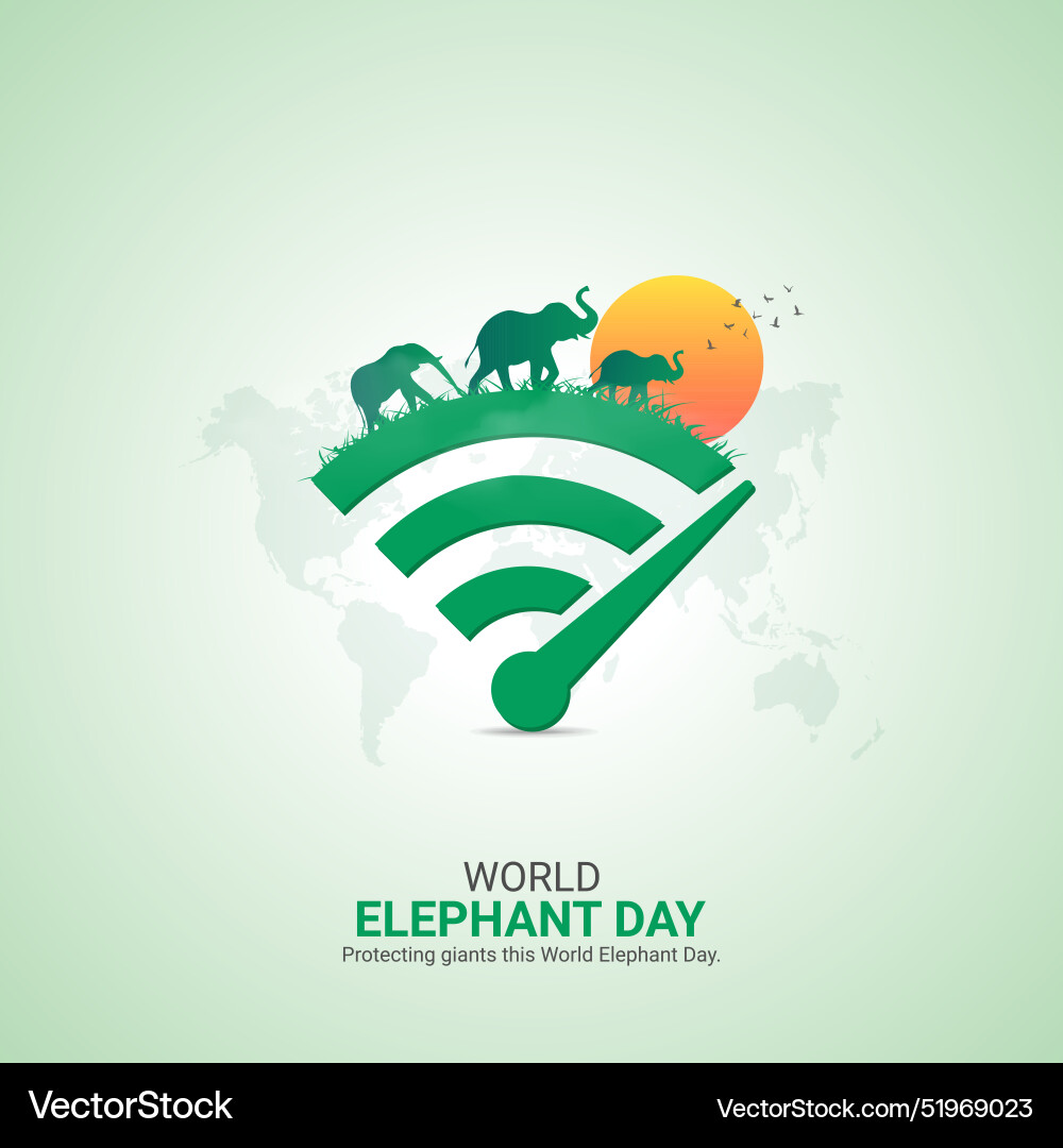 World elephant day creative ads design Royalty Free Vector