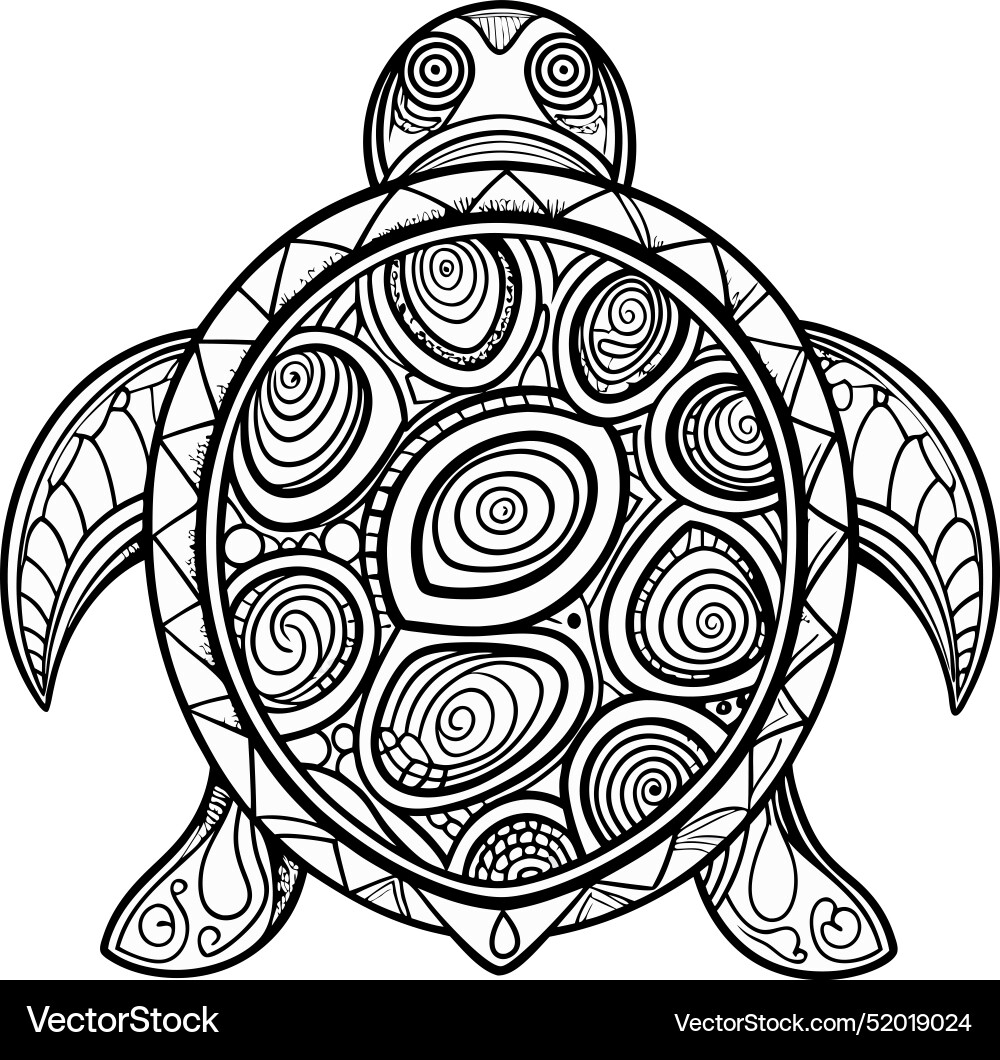 Beautiful turtle mandala arts isolated on white Vector Image