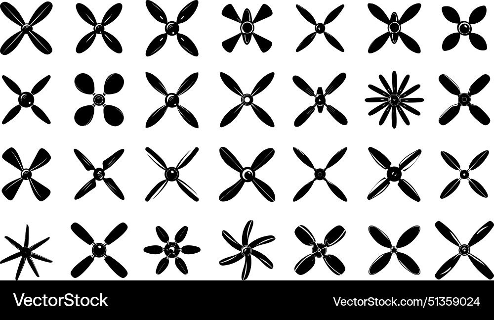 Black propeller silhouettes on a white background Vector Image