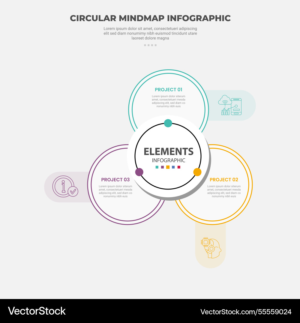 Circular mind map infographic outline style Vector Image