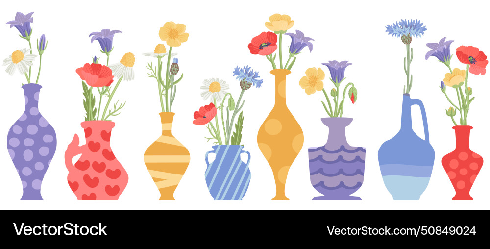 Drawing set of vase Royalty Free Vector Image - VectorStock