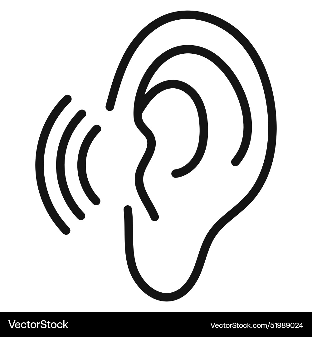 Ear hearing icon mark in filled style Royalty Free Vector